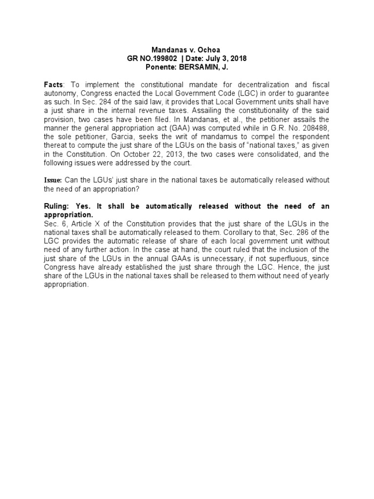 Mandanas vs. Ochoa | PDF