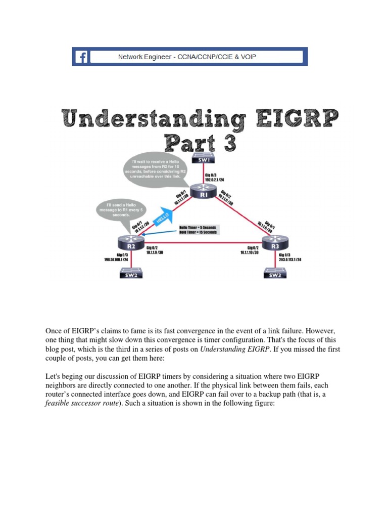 Understanding EIGRP - Part 3 (EIGRP Timers) | PDF | Internet Architecture | Internet Protocols
