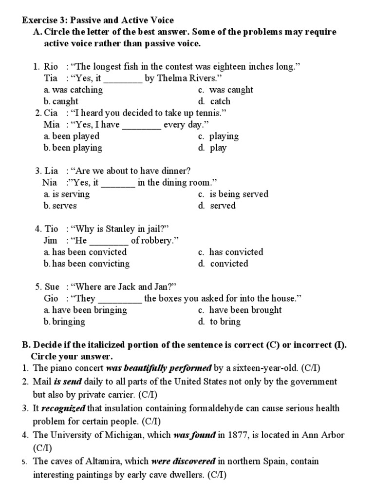 Active and Passive Voice Exercises | PDF | Home & Garden