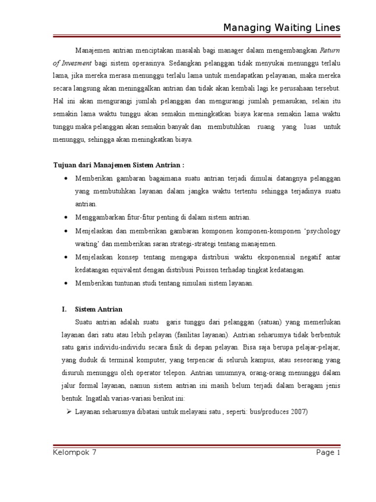 Managing Waiting Lines | PDF | Bisnis