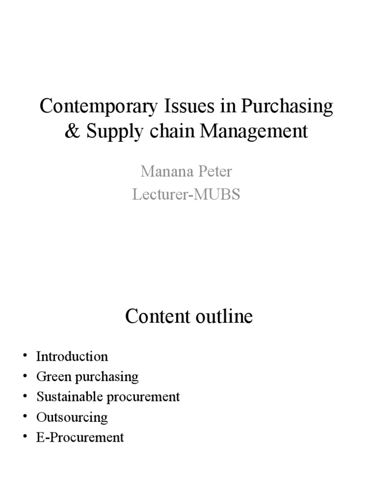 Contemporary Issues in Purchasing & Supply Chain Management | PDF ...