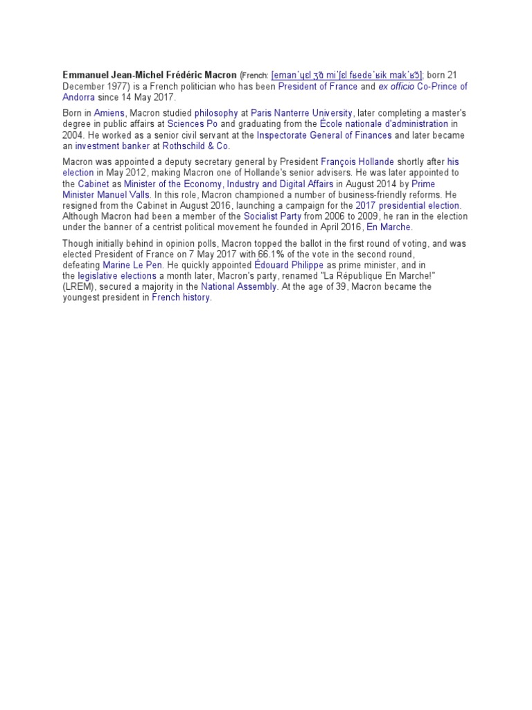 Emmanuel Jean-Michel Frédéric Macron | PDF