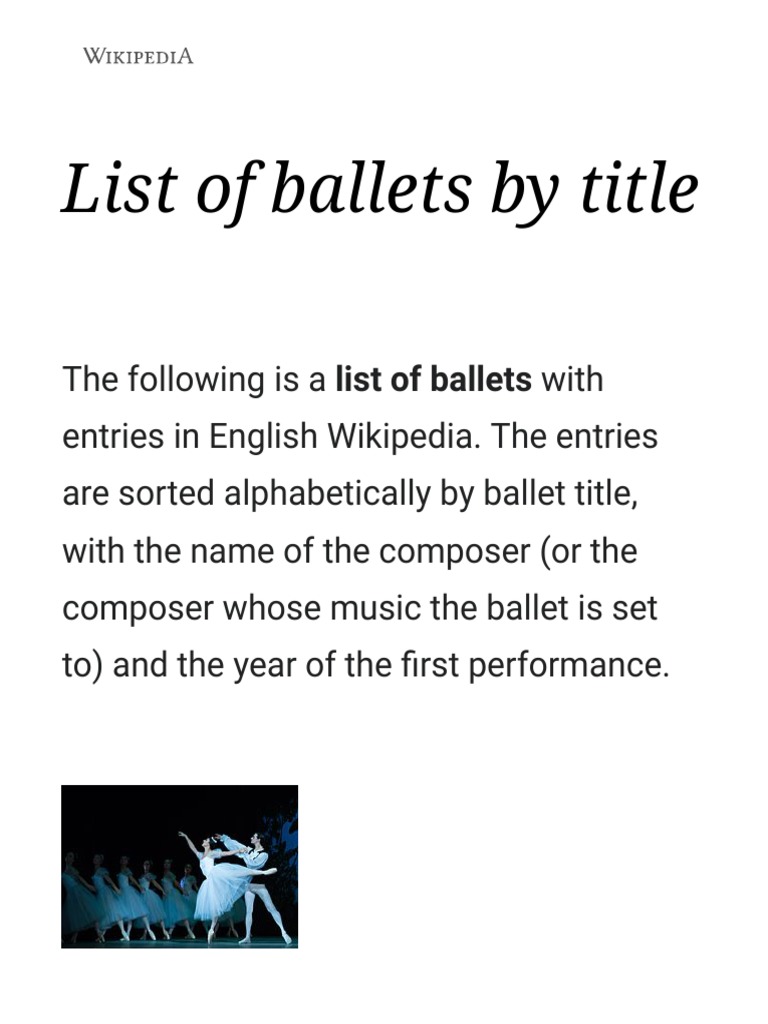 Alphabetical Lists of Ballet Titles | PDF | Concerto | Pyotr Ilyich ...