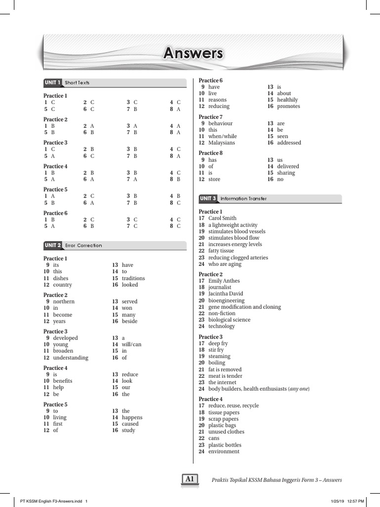 Form 3 English Textbook Answers | PDF | Sports | Wellness