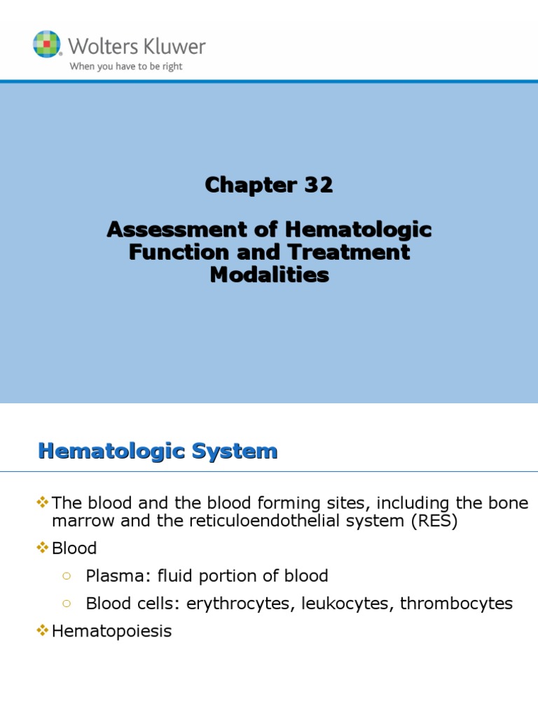 Assessment of Hematologic Function and Treatment Modalities Assessment ...