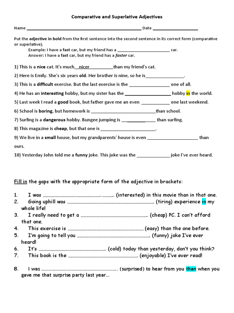 Comparative and Superlative Adjectives | PDF | Adjective | Adverb