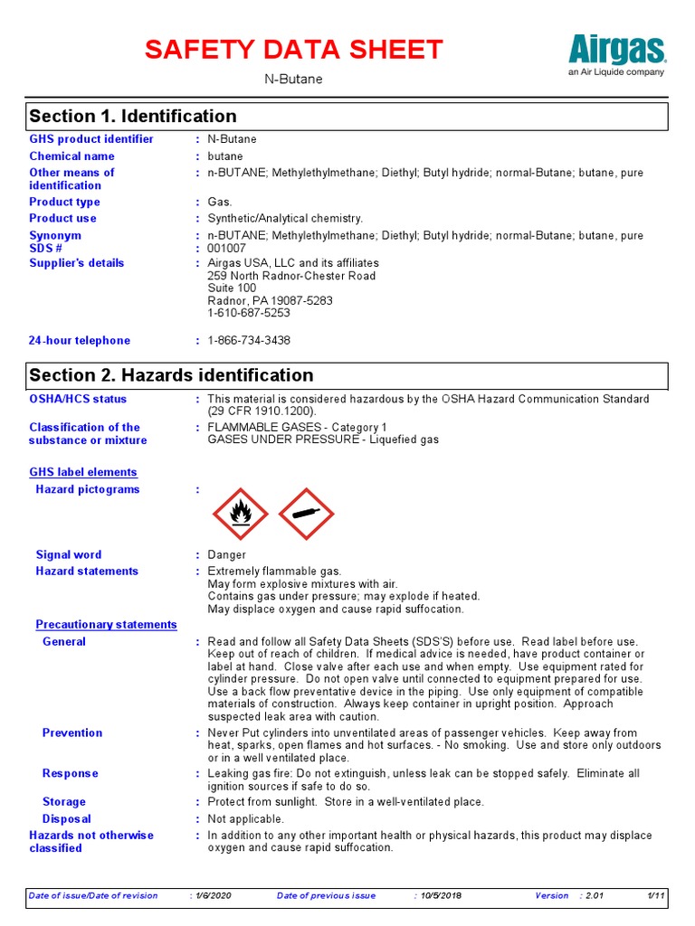 n-BUTANE RAW MAT MSDS | PDF | Firefighting | Waste Management