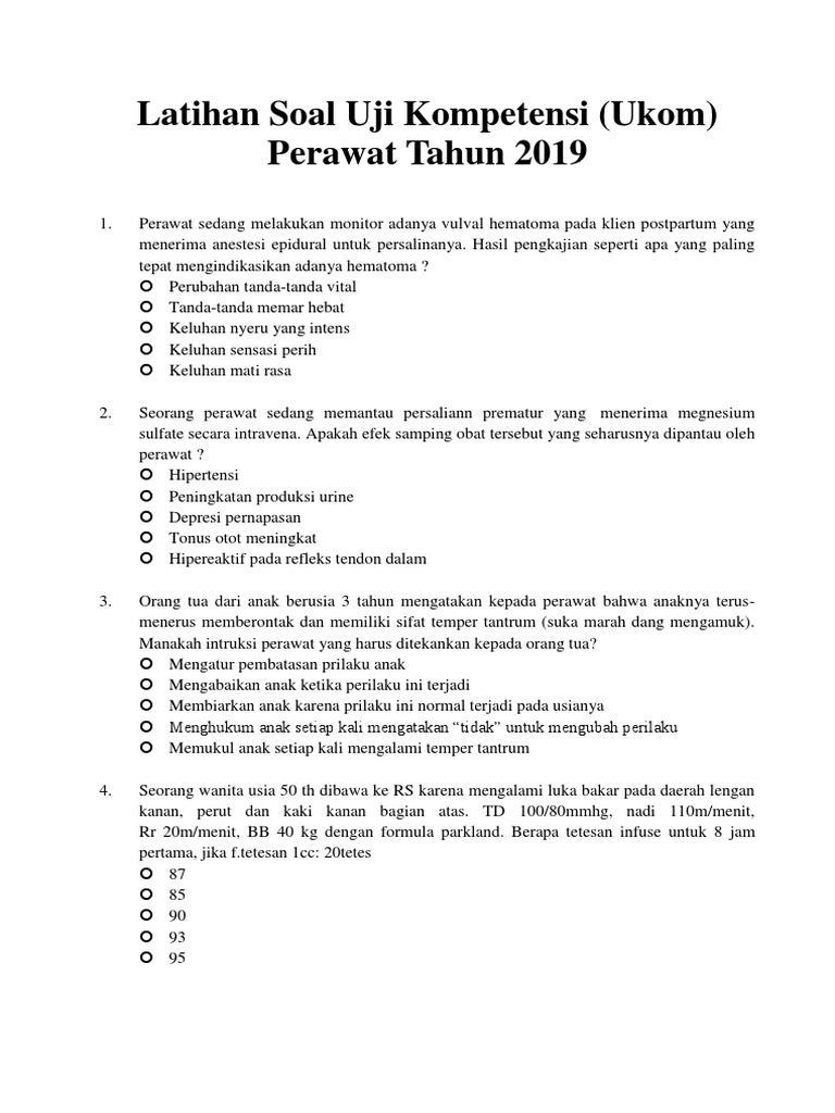 Latihan Soal Uji Kompetensi Ukom Perawat | PDF | Pengembangan Diri | Kesehatan Holistik