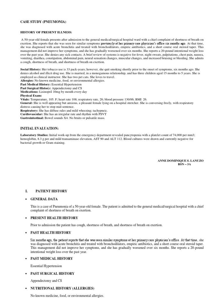 Activity 2 Case Study of Pneumonia | PDF | Respiratory Tract | Lung