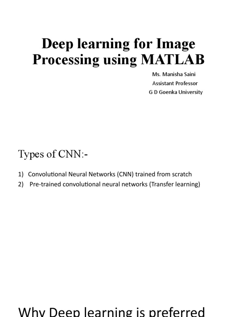 Deep Learning For Image Processing Using MATLAB | PDF