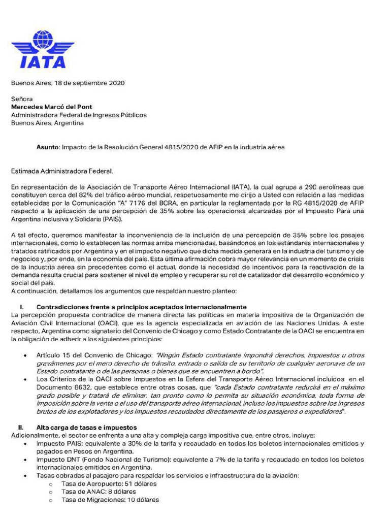 Carta IATA Aerolíneas | PDF
