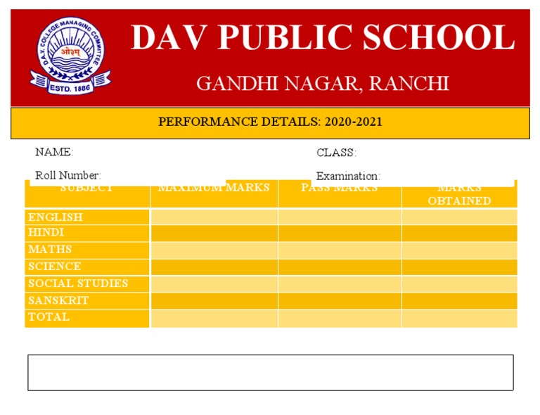 DAV Marksheet-Template | PDF | Art
