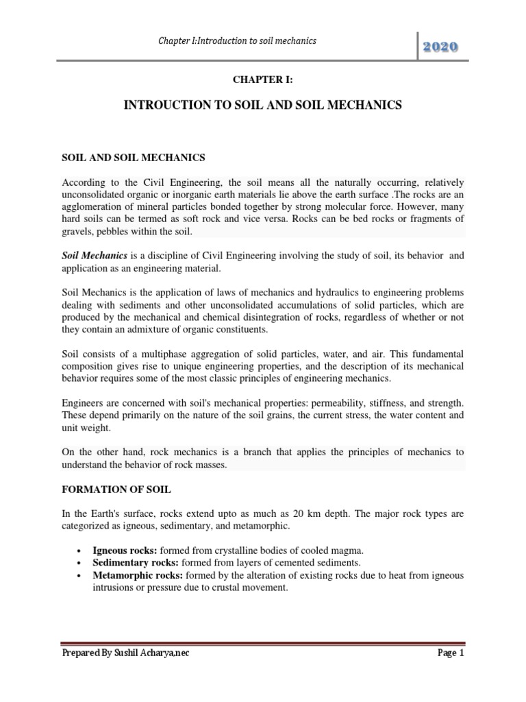 Chapter I Introduction To Soil Mechanics | PDF | Rock (Geology ...
