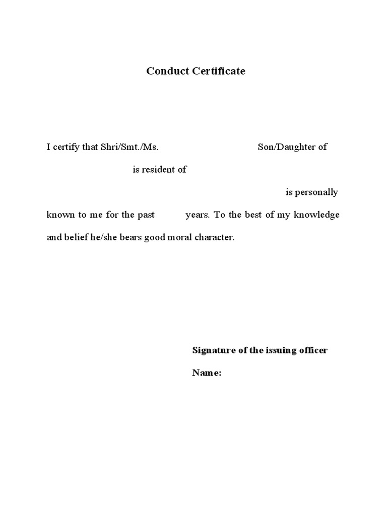 Conduct Certificate Template | PDF | Career & Growth | Wellness