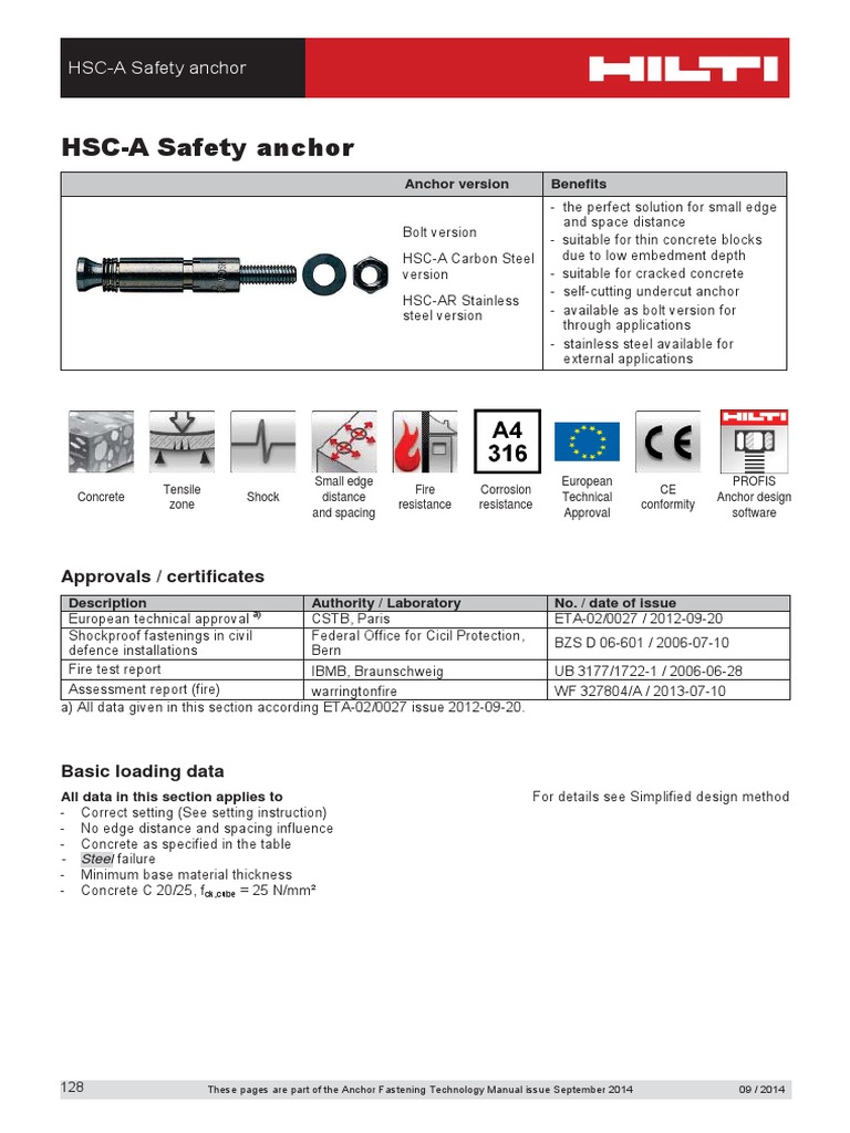 Technical Data Sheet For HSC Safety Anchor Technical Information ASSET ...