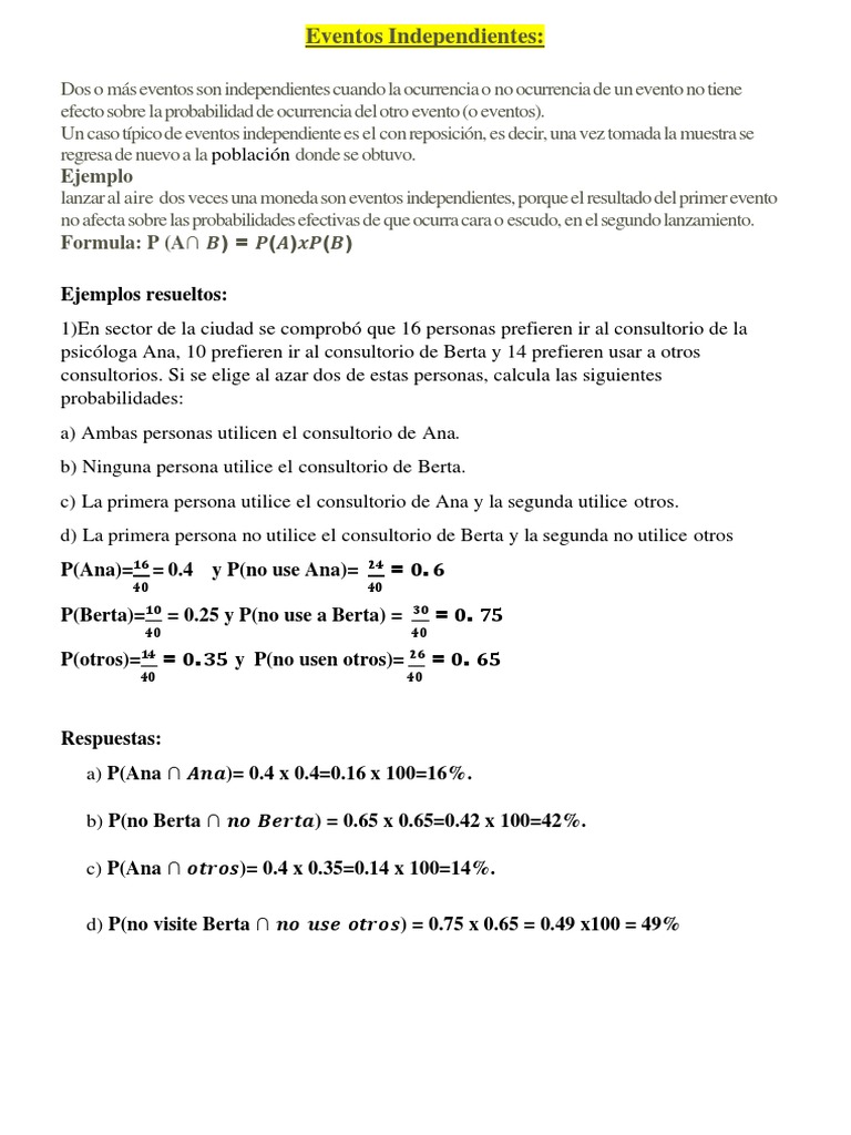 Eventos Independientes | PDF | Probabilidad | Science