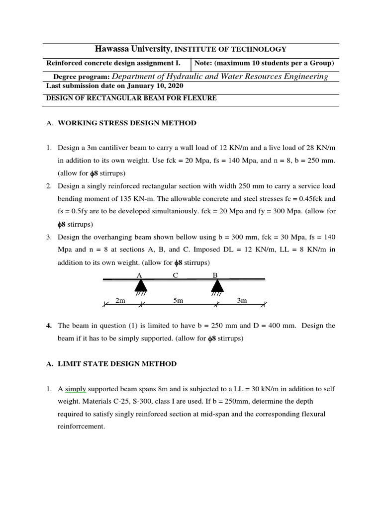 Design of Rectangular Beams Using Working Stress and Limit State ...