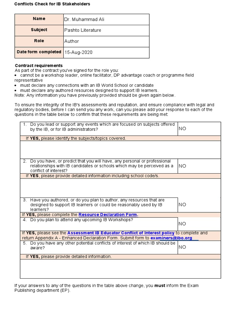 Conflict Checks Form v2 | PDF
