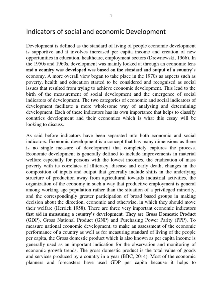Indicators of Social and Economic Development | PDF | Purchasing Power ...