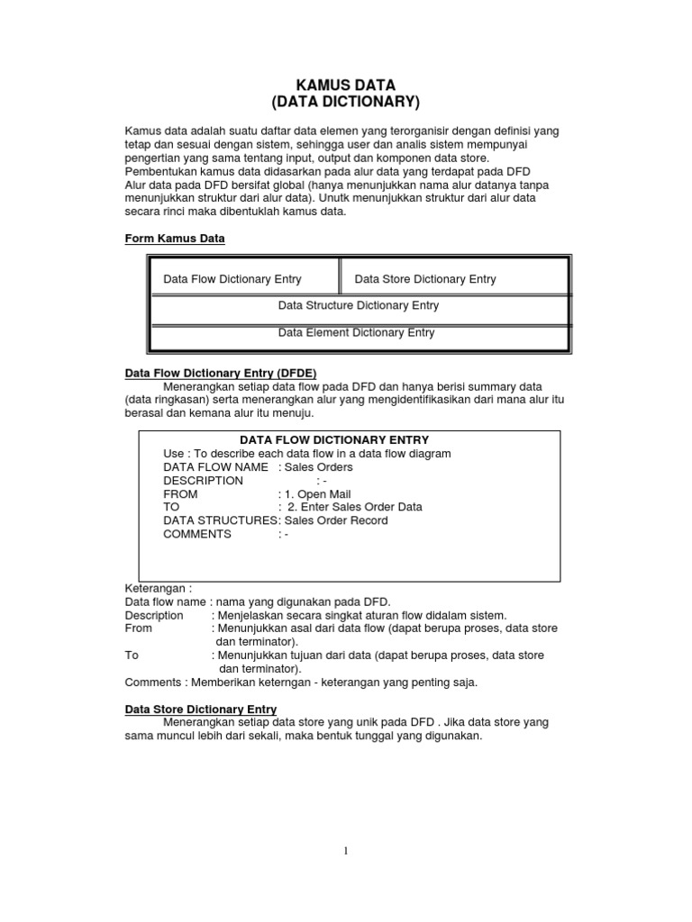 Kamus Data | PDF