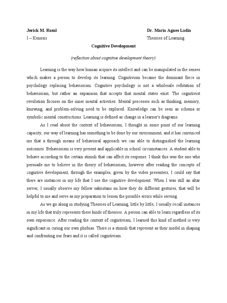 Cognitive Development Jerick | PDF