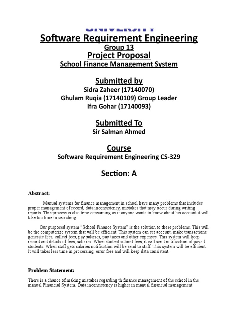 SRE Project Proposal | PDF | Fee | Php