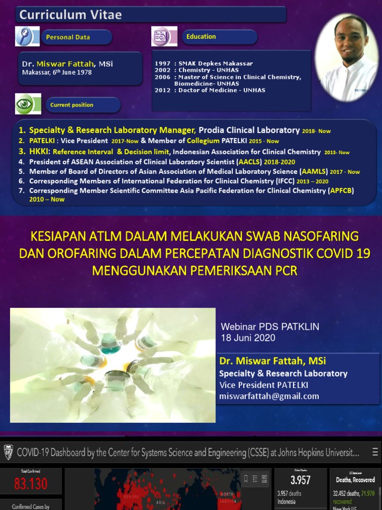 Dr. Miswar Fattah, M.Si. Kesiapan ATLM Dalam Melakukan Swab Nasofaring ...