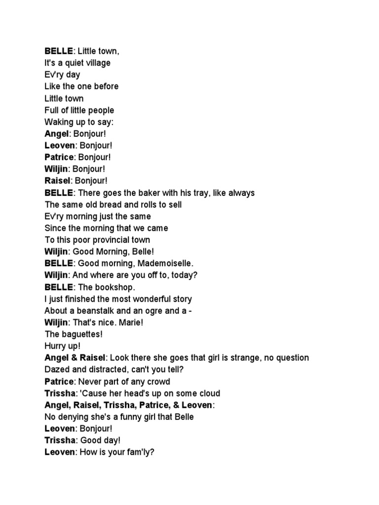 BELLE Lyrics ENGLISH | PDF