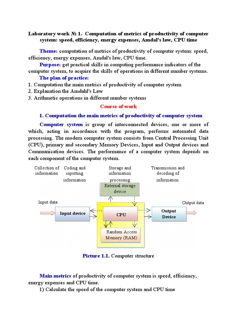 Laboratory Work 1 Computation of Metrics of Productivity of Computer ...