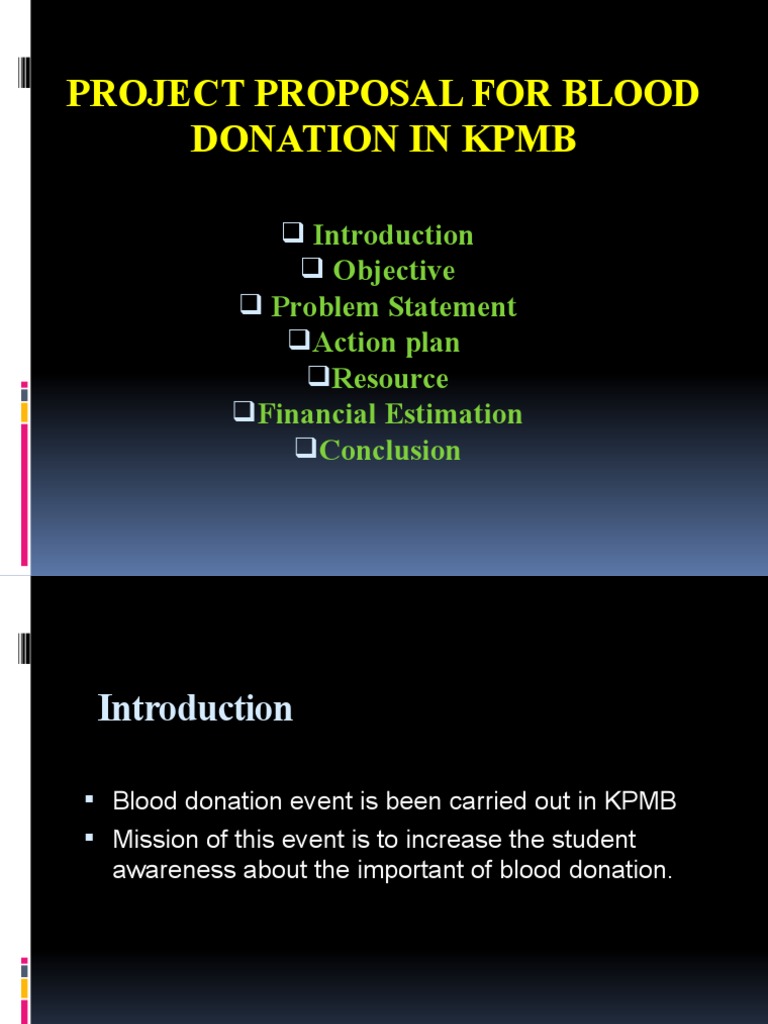 Project Proposal For Blood Donation in KPMB | PDF | Blood Donation ...