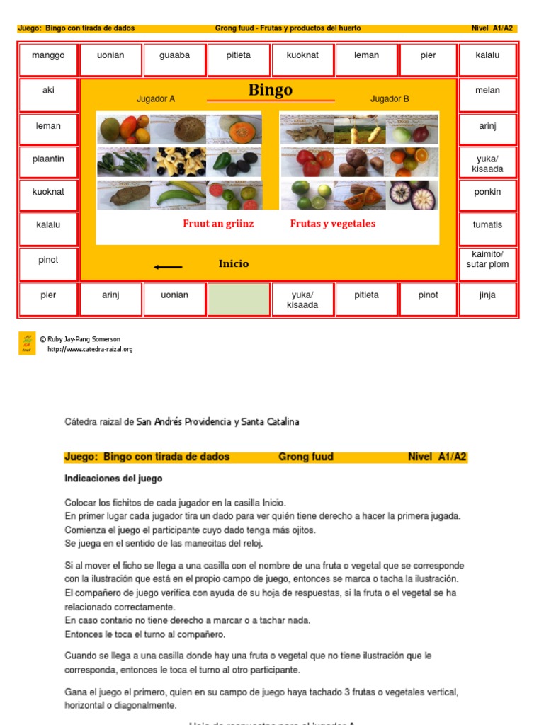 Bingo Frutas | PDF | Juegos de azar | Entretenimiento