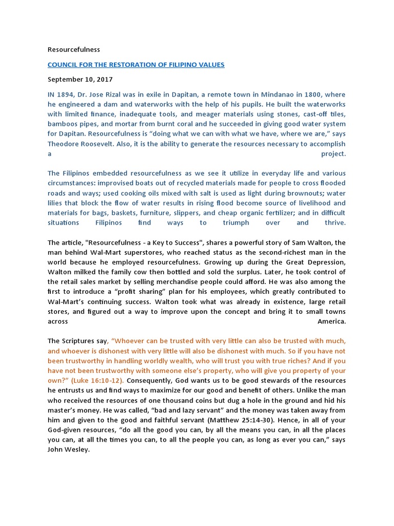 Council For The Restoration of Filipino Values | PDF | Sales | Mindset