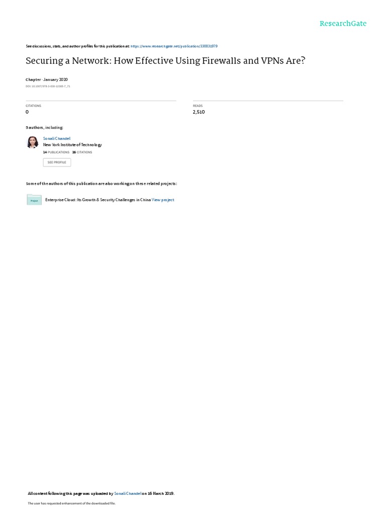 Securing A Network: How Effective Using Firewalls and Vpns Are? | PDF | Virtual Private Network ...