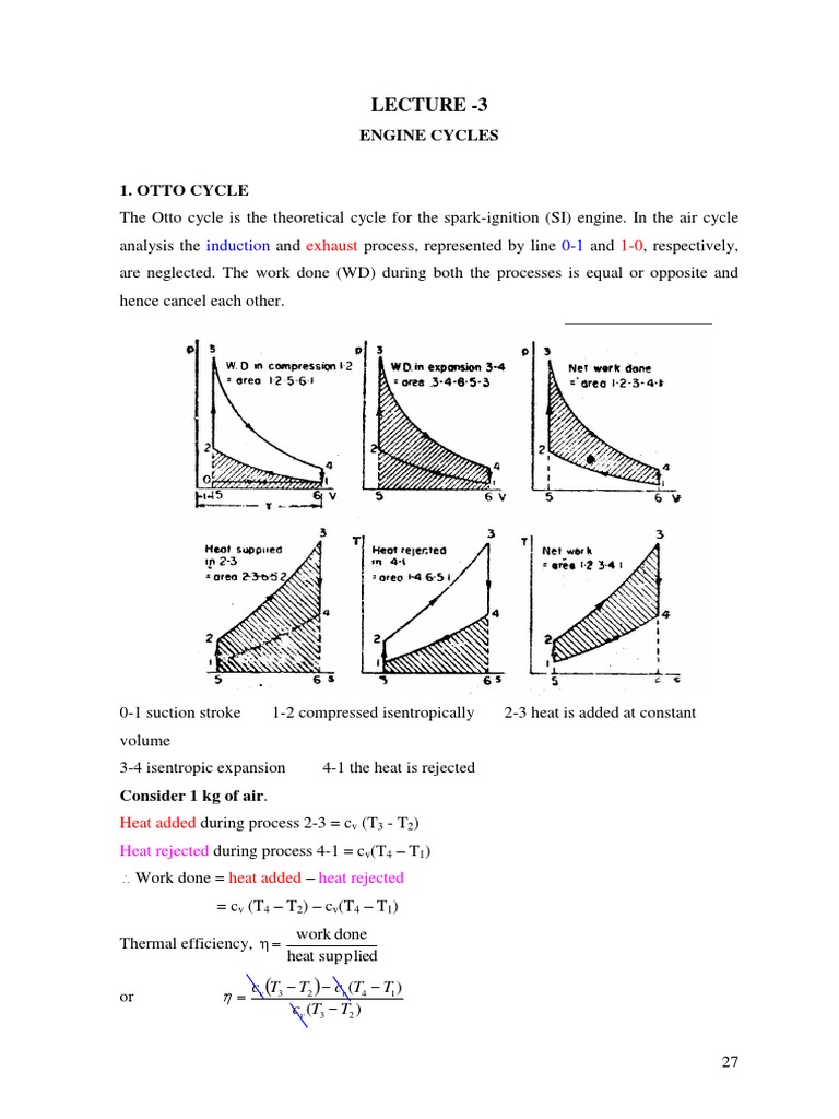 Analysis of Common Engine Cycles: Otto, Diesel, Two-Stroke, and Four ...