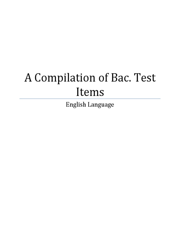 A Compilation of Bac Test Items 2 | PDF | English Language | Question