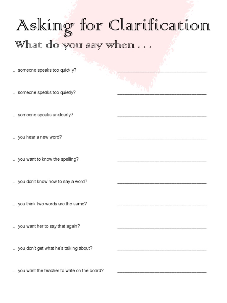 What Do You Say When - . .: Asking For Clarification | PDF | Cognition ...