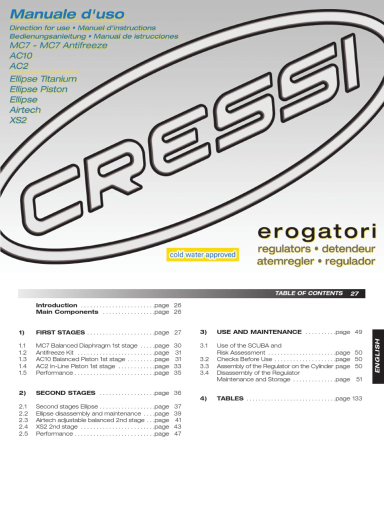 Cressi Regulator - General | PDF | Scuba Diving | Underwater Diving