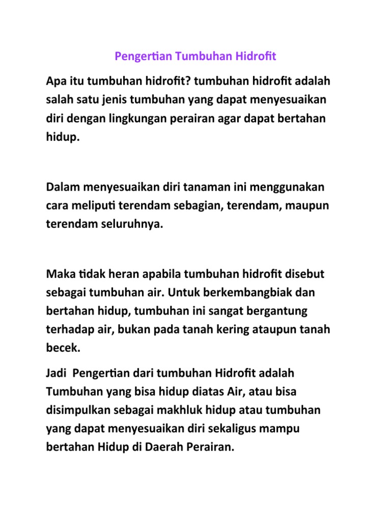 Pengertian Hidrofit, Higrofit Dan Xerofit | PDF | Griya & Taman