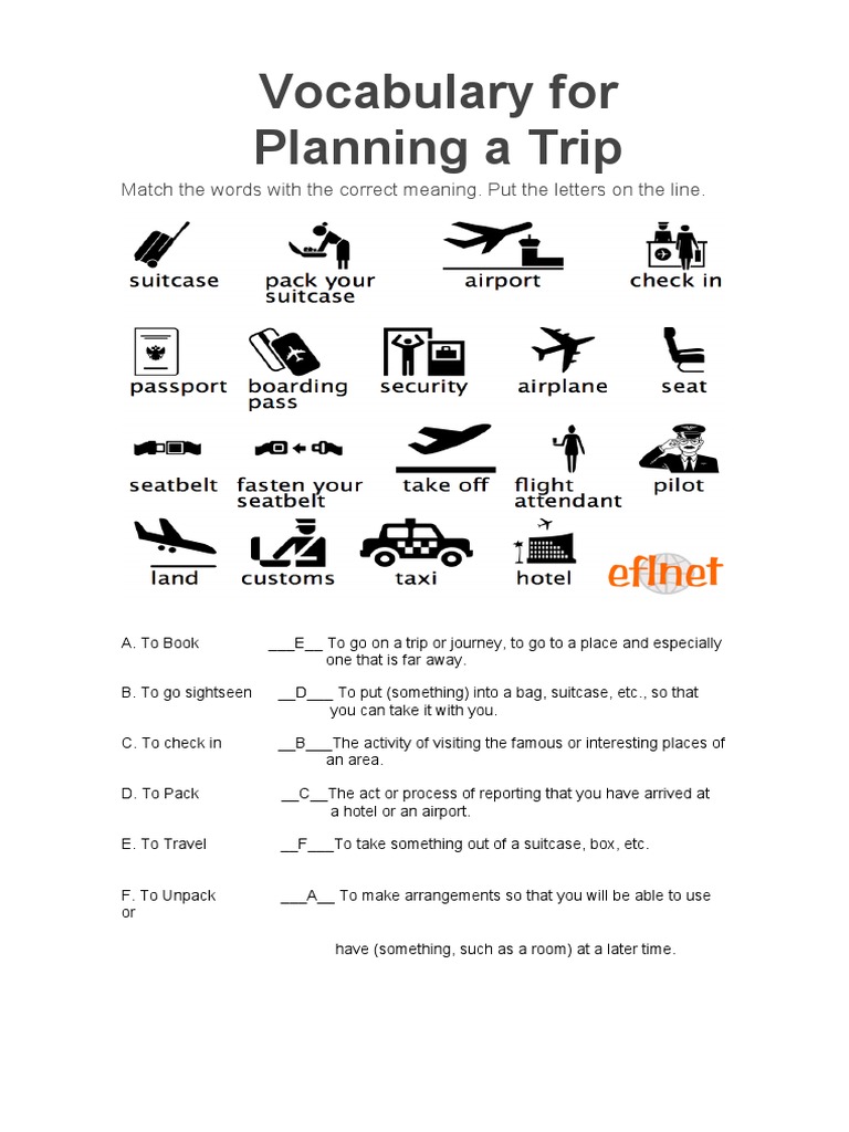 Vocabulary for Trip Planning | PDF