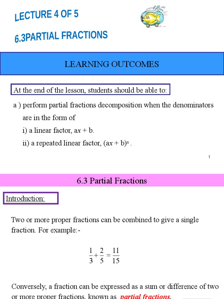 Partial Fractions Decomposition | PDF | Fraction (Mathematics) | Arithmetic