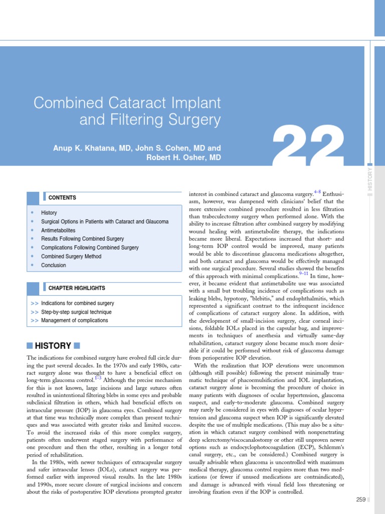 Combined Cataract Implant and Filtering Surgery: Anup K. Khatana, MD ...