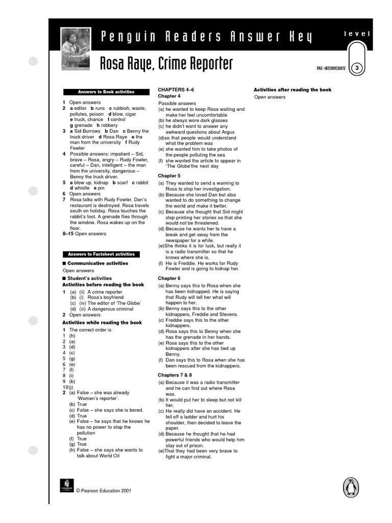 Rosa Raye, Crime Reporter. Answer Key | PDF | Kidnapping | Books