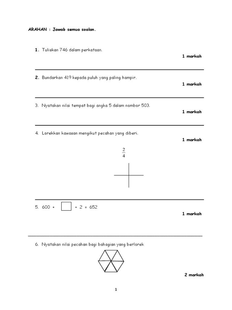 Kertas 2 Matematik Tahun 2 | PDF