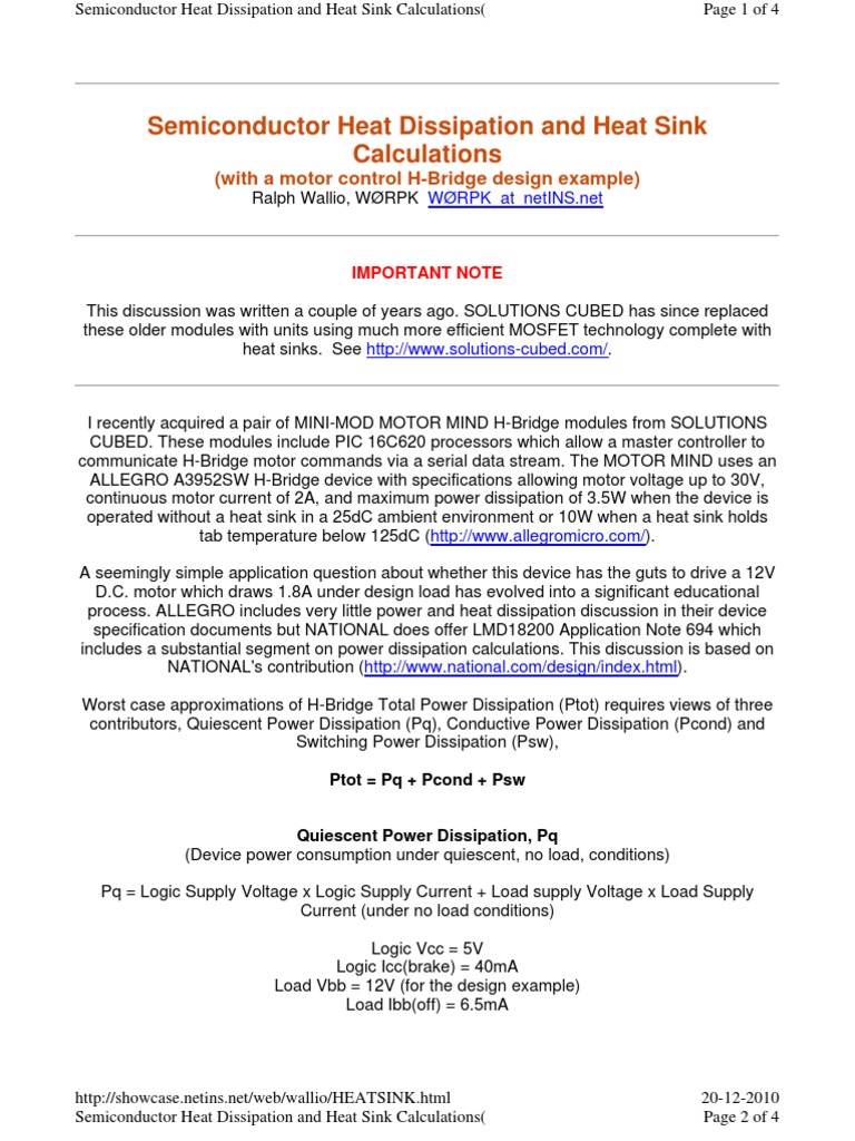 Semiconductor Heat Dissipation and Heat Sink Calculations: (With A ...