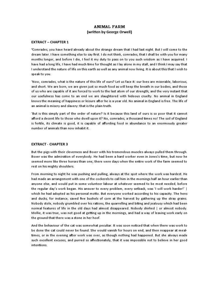 EXTRACTS (Animal Farm + The Giver) | PDF | The Giver | Foods