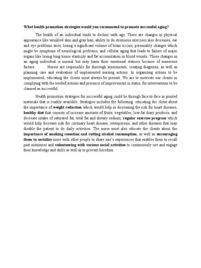 What Health Promotion Strategies Would You Recommend To Promote ...