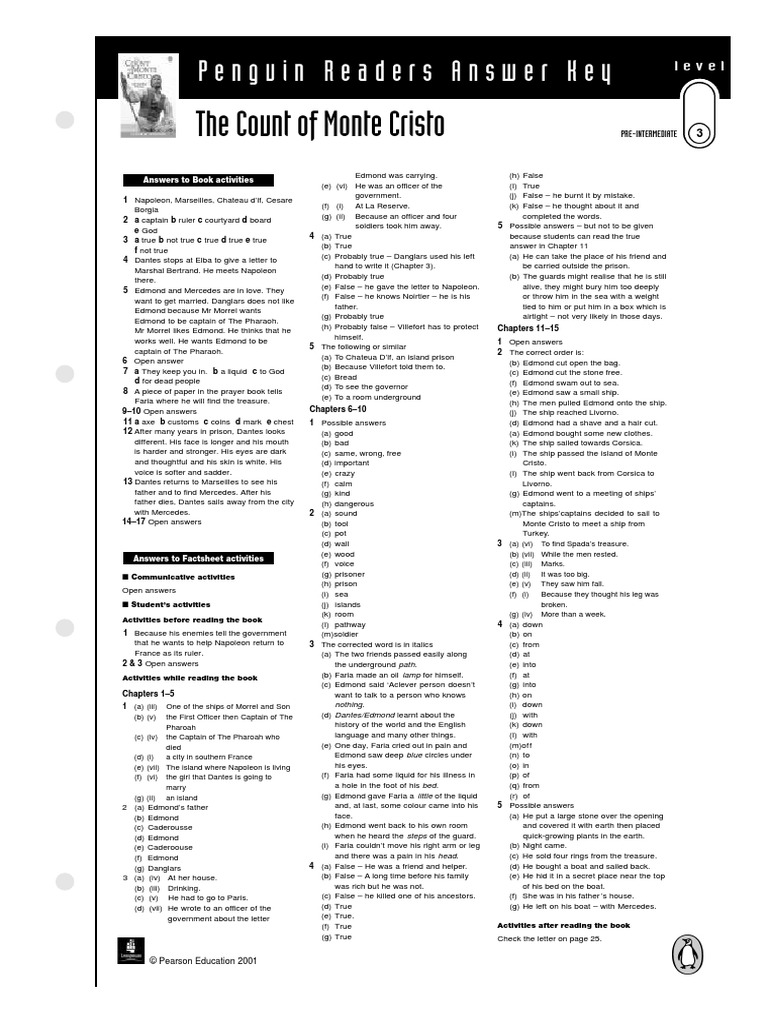 The Count of Monte Cristo. Answer Key | PDF | The Count Of Monte Cristo