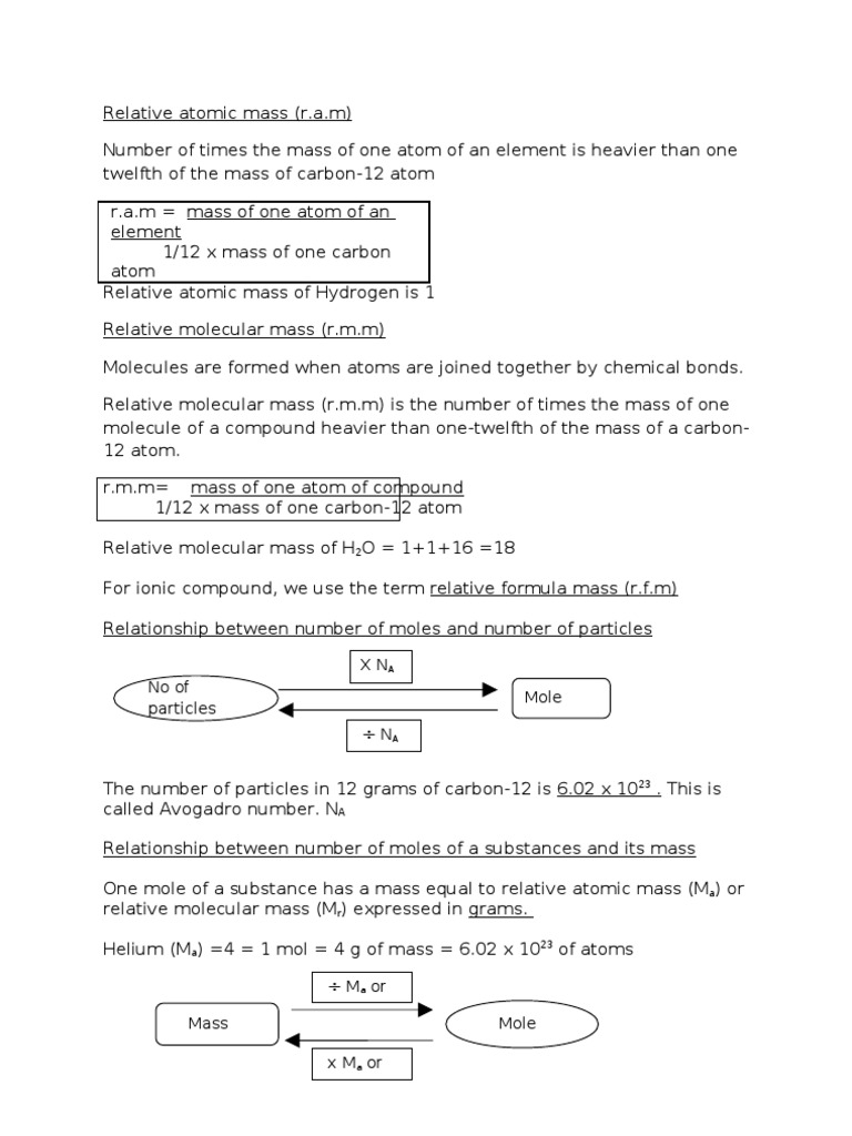 Relative atomic mass and molecular mass calculation guide | PDF | Ion ...