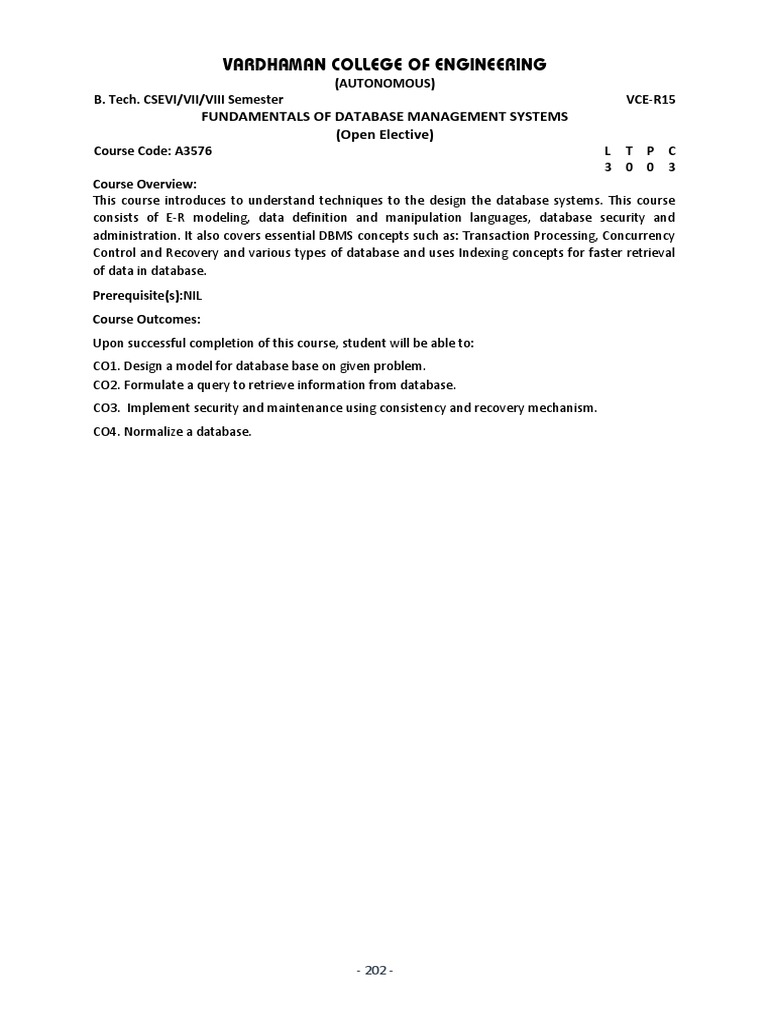Database Management Systems Course Outline | PDF | Relational Model | Databases