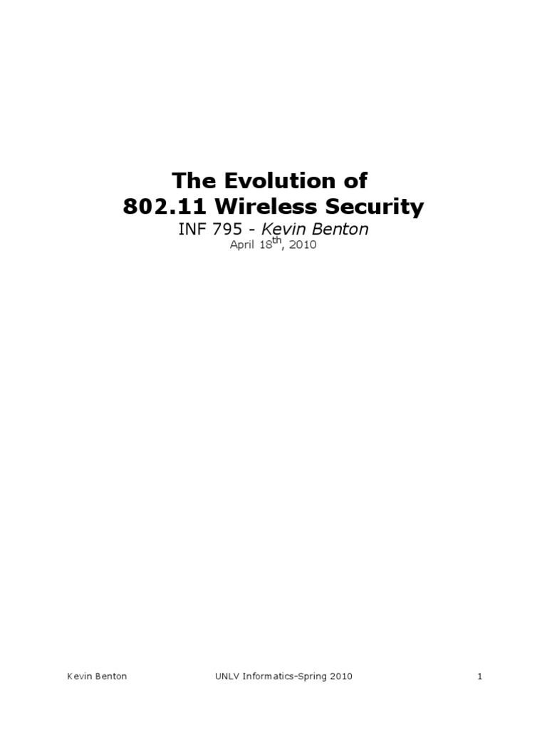 The Evolution of 802.11 Wireless Security: INF 795 - Kevin Benton | PDF ...